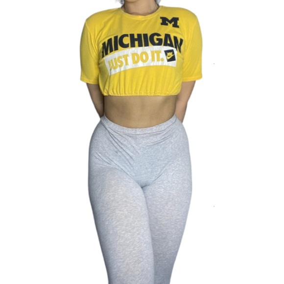 Nike | Tops | University Of Michigan Reworked Nike Crop Top | Poshmark